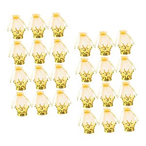 Garneck 24pcs Crown Wedding Candy Gauze Bag Cake Decorating Plastic Containers for Desserts Mini Candy Bags Candy Boxes Baby Shower Gift Bag Yarn Gifts Bags Party Favor Bags Jewelry Bags