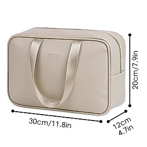 PU Leather Large Travel Toiletry Bag Women Toiletries Bag Skincare Bag Makeup Bag Organizer Make up bag Cosmetic Bag Medicine Bag for Girls (Large, Brown)