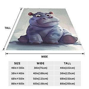 Turamurra Cute Hippo Blanket Gifts for Kids Girls Boys Soft Warm Lightweight Cozy Cartoon Animal Throw Blankets for Bed Sofa Living Room Couch Home Decor 50"x60"
