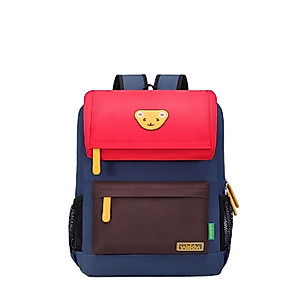 Willikiva Cute Bear Kids School Backpack for Children Elementary School Bags Girls Boys Bookbags (Red/Coffee/Royalblue, Small)