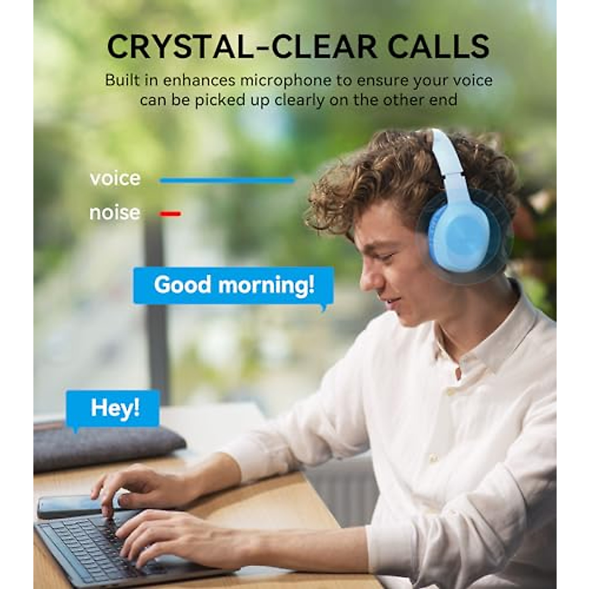 Edifier W600BT Wireless Over-Ear Headphones, Bluetooth V5.1, Crystal Clear Call, 40mm Drivers, 30H Playtime, Connect to 2 Devices, Built-in Microphone, Lightweight, for Travel, Home, Office - Blue