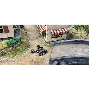 30x D6 Dice Pack | 10mm Classic Black Spot Six Sided Dice Set | For Classic and Professional Tabletop Dice Games | By Warlord Games