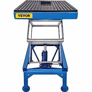 VEVOR Hydraulic Motorcycle Lift Table, 300LBS Hydraulic Motorcycle Scissor Jack, Portable Lift Table, Adjustable Motorcycle Lift Jack, Blue Motorcycle Lift Stand