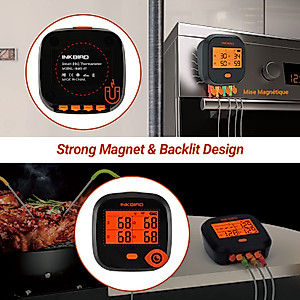 Inkbird WiFi Grill Thermometer, Wireless BBQ Thermometer for Grilling Roasting Cooking Smart Digital Remote Meat Thermometer with Graph Alarm Timer 4 Probes Rechargeable