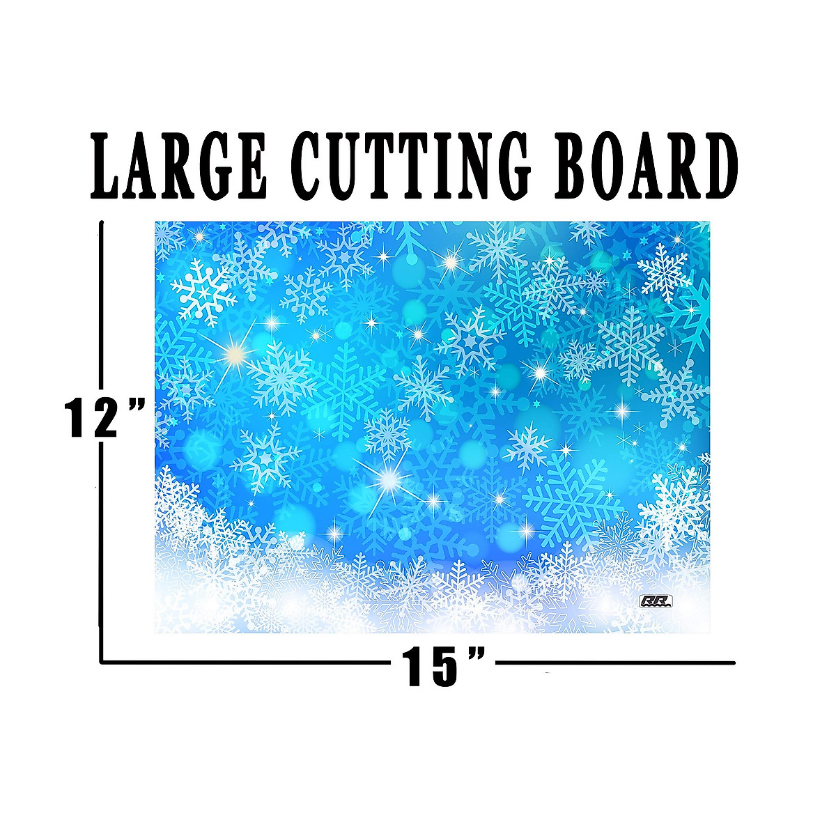 Blue Snowflake Winter Snow Pattern Textured Marble Art Kitchen Glass Cutting Board Modern Decorative Gift Abstract Wavy Contrast Design