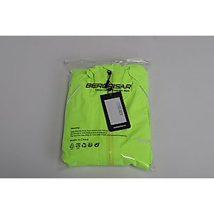 BERGRISAR Men's Cycling Rain Jacket Waterproof Cycling Windbreaker Bike Bicycle Jacket Running Hood Rain Coat Green Size Large