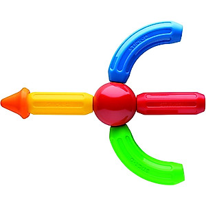 STICK O Basic 10 Piece Magnetic Building Set, Rainbow Colors, Educational STEM Construction Toy Ages 18M+