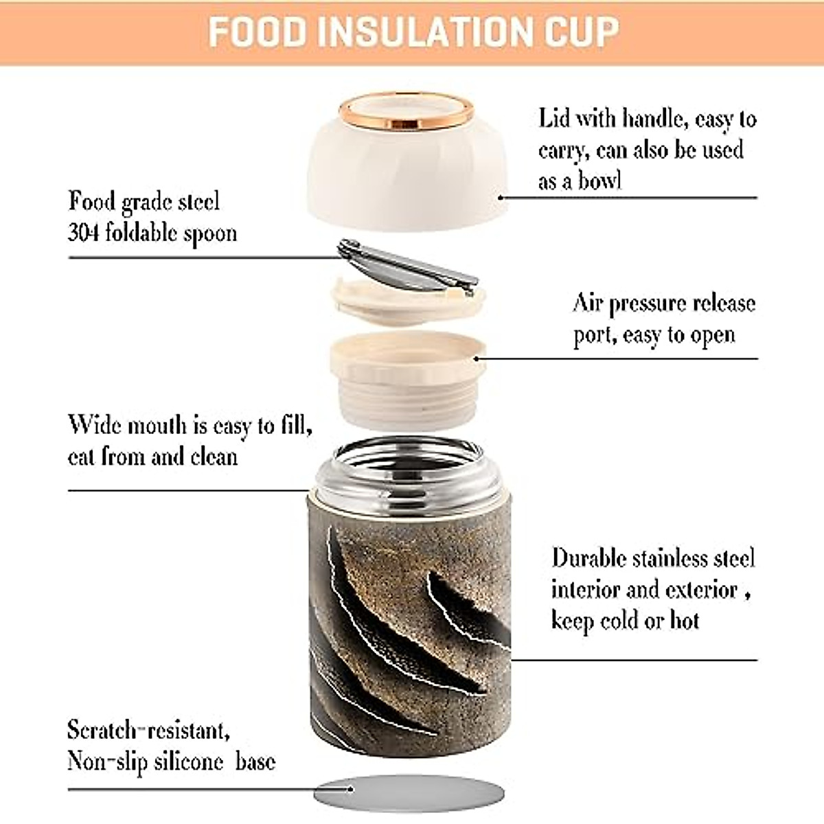 CUPADA 3d Monster Paw Food Jar for Hot and Cold, Insulated Food Jars Vacuum 17OZ with Folding Spoon for Work Trip Picnic Camping