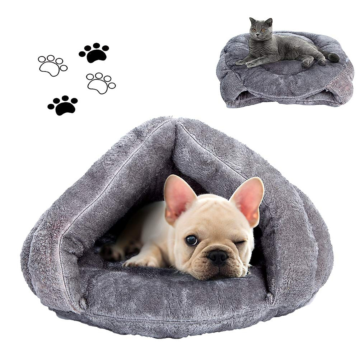 VeMee Cat Bed Cat Sleeping Bag Sleep Zone for Puppy Cat Rabbit Bed Small Animals Shearling Sleeping Bag (Grey)