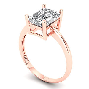 Clara Pucci 2.5ct Radiant Cut Solitaire Genuine Moissanite Wedding Bridal Designer Anniversary Engagement Ring in 14k Rose Gold for Women