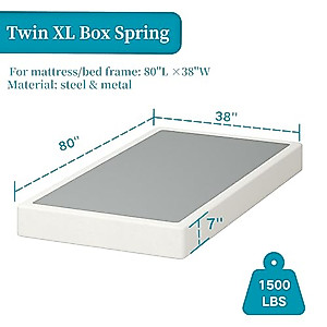 Aardhen 7 Inch Box Spring for Twin XL Bed,High Profile Strong Metal Frame Mattress Foundation, Quiet Noise-Free,Easy Assembly, 3000lbs Max Weight Capacity