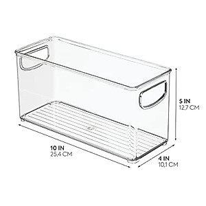 Idesign Linus Bpa-Free Plastic Stackable Organizer Storage Bin With Handles For Kitchen, Pantry, Bathroom, Small,10” X 4” X 5”