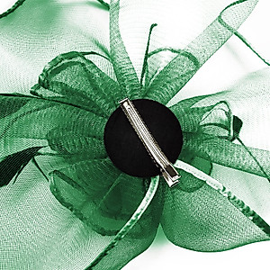 TS Fascinators Hat with Mesh Feather Hair Clip Tea Party for Wedding Cocktail Party or Special Occasion(Dark Green)