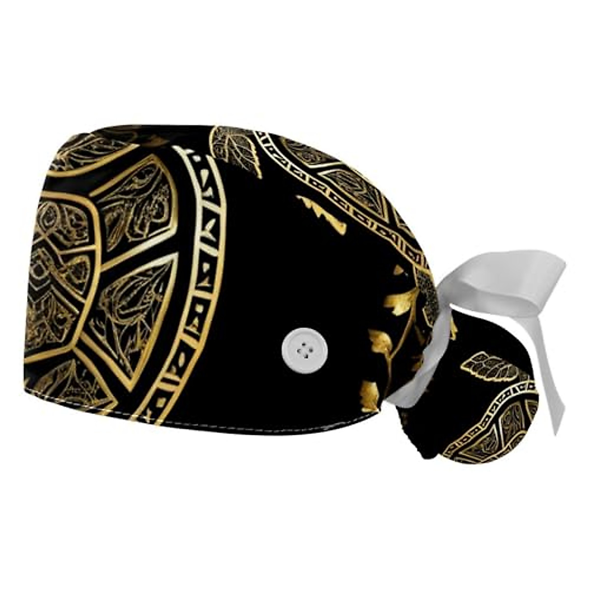 2-Pc Gourd-Shaped Working Cap,Fisherman Hat with Buttons and Cotton Sweatband,Golden Sea Turtle