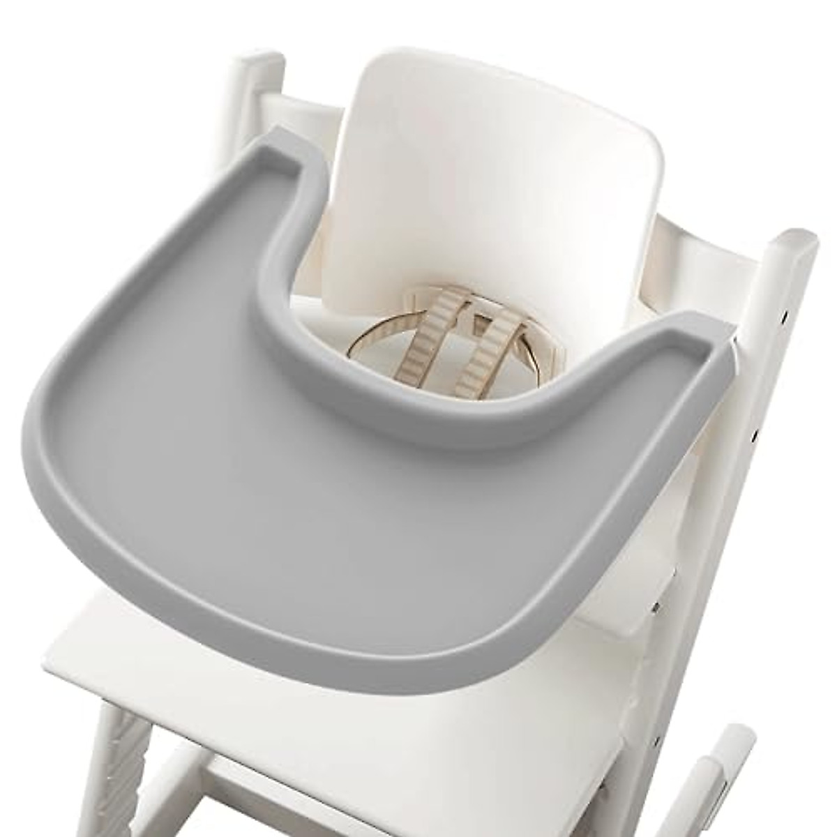 Full Cover High Chair Placemat for Stokke Tripp Trapp Baby High Chair, Silicone Placemats, High Chair Tray Finger Foods Placemat for Boys and Girls, Babies, Toddlers (Light Gray)
