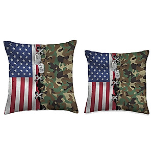 Independence Memorial Day USA Flag Camo Phone Case 4th of July Patriotic American Flag Woodland Camouflage Camo Throw Pillow, 16x16, Multicolor