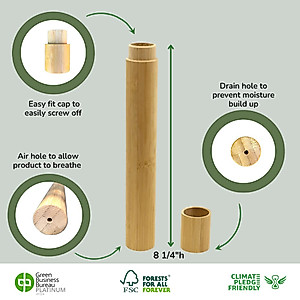 EcoLuxe Natural Sustainable Bamboo Travel Case Tubes for Toothbrush, Paintbrush, Pens, Tea Canister 2 Packs