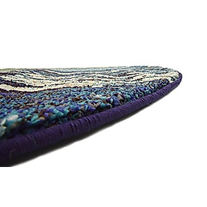 Unique Loom Estrella Collection Distressed, Landscape, Abstract, Modern, Earth Tones Area Rug (8' 0 x 8' 0 Round, Navy Blue/Green)