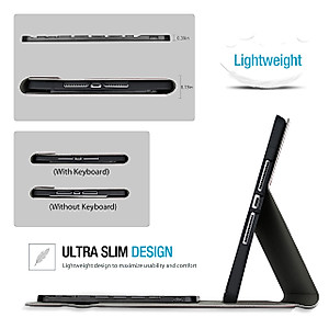 ProCase Keyboard Case for iPad 10.2 9th Gen 2021/ 8th Gen 2020/ 7th Gen 2019/ iPad Air 10.5" 2019 / iPad Pro 10.5 2017, Wireless Magnetically Detachable Keyboard Case, Auto Sleep/Wake -Black