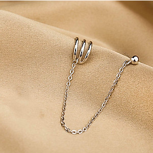 SLUYNZ 925 Sterling Silver Cuff Earrings Chain for Women Crawler Earrings Studs (A-Silver)