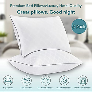 Oubonun Hotel Bed Pillows for Sleep,Queen Size,Set of 2, Down Alternative Pillows for Side and Back Sleepers 2 Pack (20x30)