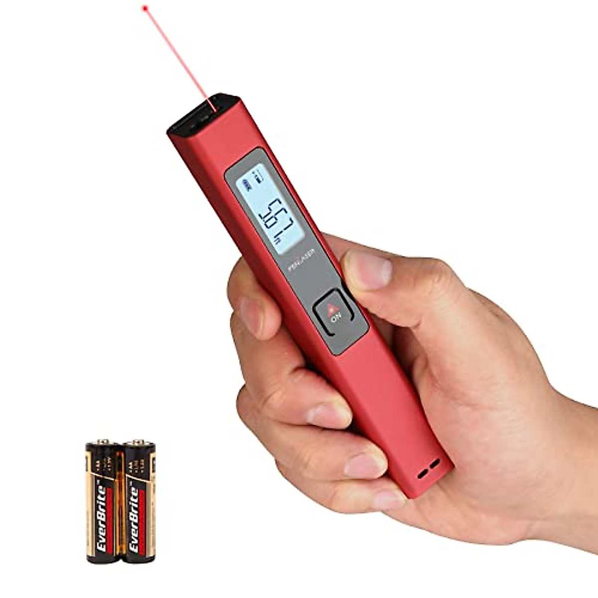 PREXISO 65Ft Digital Laser Measure, Pocket Mini Laser Measurement Tool, Ft/Ft+in/in/M Unit, Red Laser Distance Meter Pen Backlit Display for Home, Construction, Industries with AAA Batteries (Red)