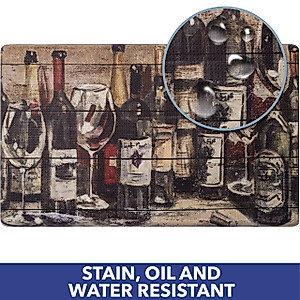 SoHome Cozy Living Anti-Fatigue Designer Kitchen Mat, Wine Asst. Themed-Non Slip, Stain Resistant, Easy Clean, 1/2 Inch Thick Comfort Chef Mat, 18" x 55"