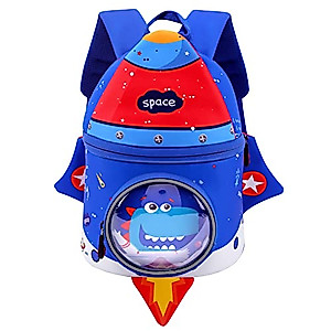 Augot Toddler Backpack, Kids Preschool Backpack 3D Cute Cartoon Backpack for Kids Mini School Backpack for Toddler Boys Girls (Royal Blue, Rocket)