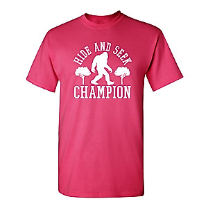 Bigfoot Hide and Seek Champ Sarcastic Graphic Funny T Shirt M Pink