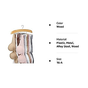 Bra Hanger Organizer with Premium Wood, 16 Large Capacity, Space Saving, 360° Rotating, Foldable Metal Hooks, Resovo Bra Closet Organizer for Bras, Tank Tops, Bathing Suits, Ties-Wood