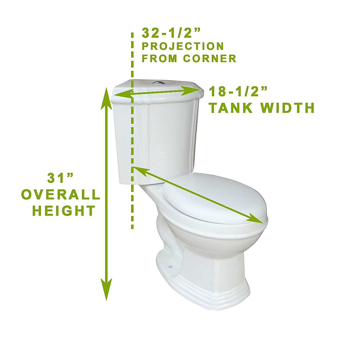 Renovators Supply Sheffield Round Corner Toilet - Heavy Duty 2-Piece Toilet in White - WaterSense Dual Flush with Slow Close Toilet Seat - Grade A, Porcelain Scratch and Stain Resistant - 12 In. Rough