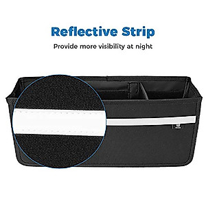 ISSYAUTO Walker Basket, Strap Mount Walker Cup Drink Holder with Two Split Board, Foldable Walker Storage Bag, Best Gift for Family and Friends - Black (Not Fit Rollator Walkers)