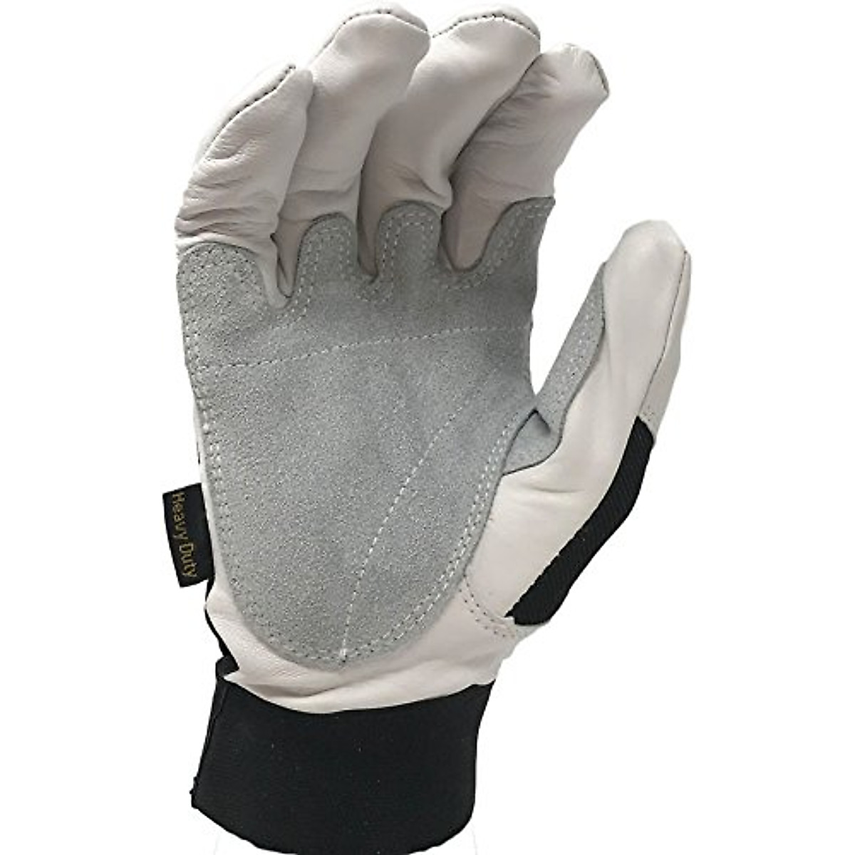 IRONCAT 86550 Heavy-Duty Goatskin Palm Gloves – [1 Pair] Large, Reinforced Palm and Thumb, Spandex Back, Hook and Loop Elastic Wrist,White