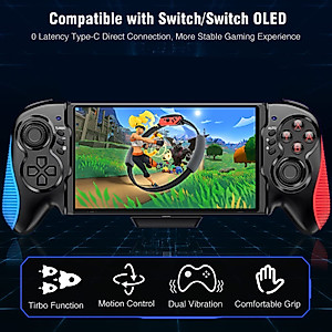 Rzzhgzq Switch Controller for Nintendo Switch One-Piece Joypad Switch Pro Controller for Handheld Mode Switch Controllers Remote with Adjustable TURBO and Dual Motor Vibration