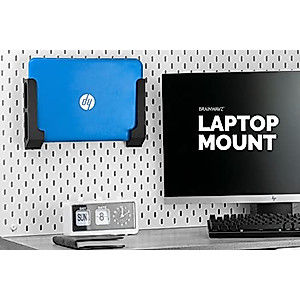 BRAINWAVZ Wall Mount Laptop Holder with Adhesive & Screw in, 1.2" / 31mm, for Macbooks, Surface, Keyboards, Switch, Tablets & More