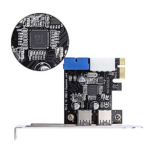 PCI-E to 2 USB 3.0 Hub Port PCI Expansion Card Adapter with Front 20-PIN Interface