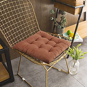 CAMAL Square Chair Pads for Dining Chairs Set of 2, Comfort and Softness Kitchen Chair Cushions with Ties, 16" x 16" Dining Chair Pads for Dining Chairs, Office Chair, Car, Floor, Patio (Orange)