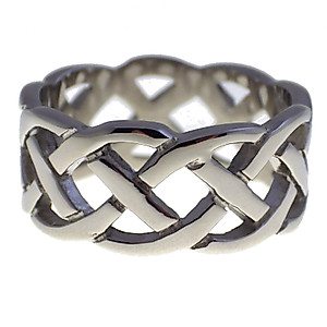 Fantasy Forge Jewelry Celtic Knot Ring Open Weave Wedding Band Stainless Steel 9mm Handfasting Size 9
