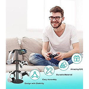 Ahomiwow Controller Holder Display Storage 3 Tier Hook for Desk Organizer Stand Hanger Neat Game Controller Hangers for All Universal PC Accessories Easy Assembly Space Save