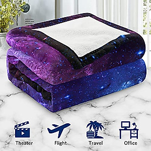 Fleece Throw Blanket for Couch, Super Soft Warm Comfy Flannel Blanket for All Season, Cozy Plush Microfiber Cute Patterned Fuzzy Blanket Throws for Bed Sofa Office (40" x 50", Dark Blue Galaxy)