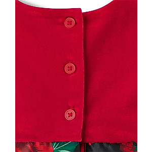 The Children's Place Baby Girls' Short Sleeve Fashion Dress, Classic Red Floral, 3-6 Months