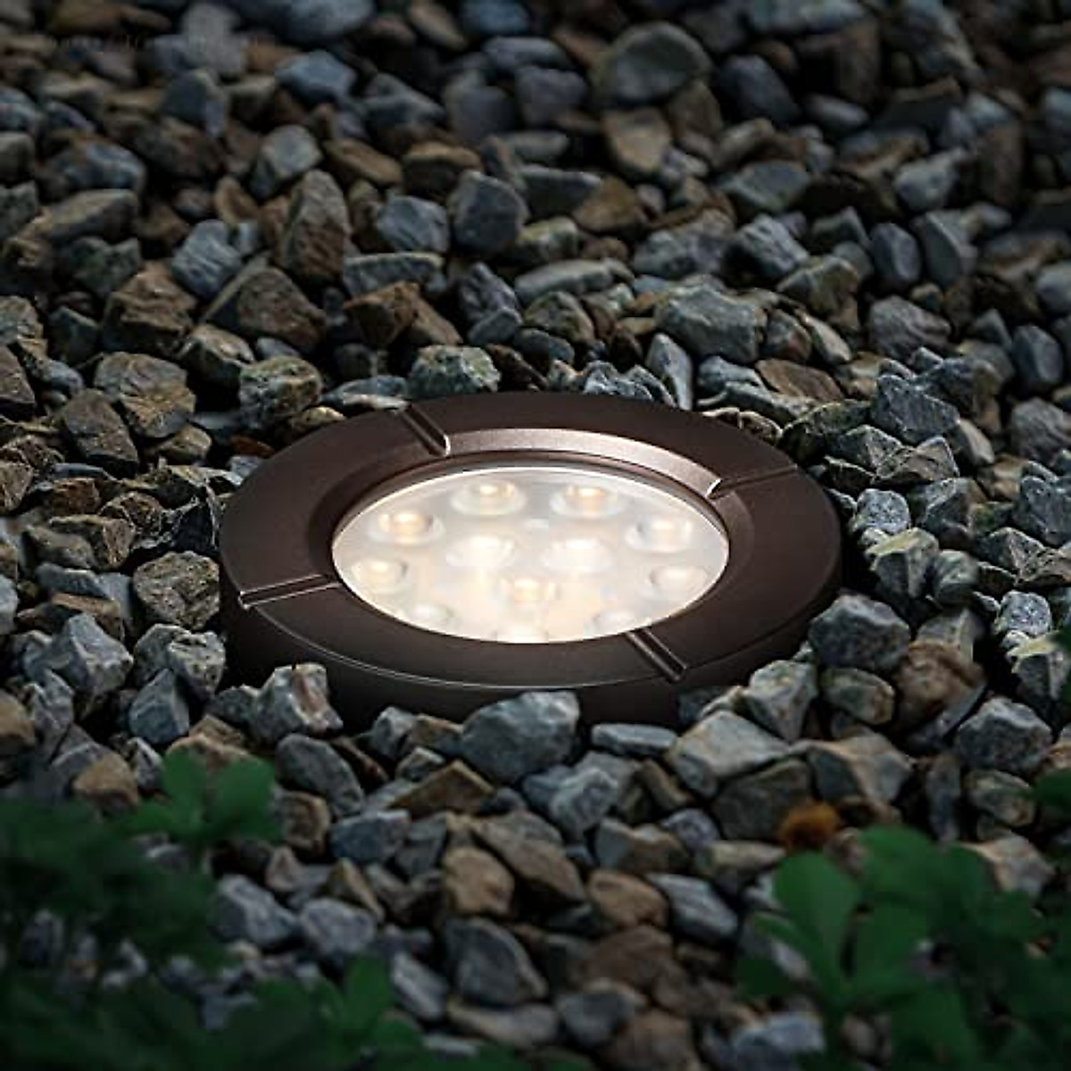 LEONLITE 6W Well Lights Landscape LED In Ground Outdoor, Low Voltage 12-24V AC/DC, IP67 Waterproof Aluminum in-Grade Up Lighting for Trees, CRI 90 3000K, Oil Rubbed Bronze, Pack of 6