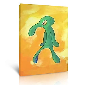 Bold and Brash Painting Canvas Squidward Poster Wall Art Print Home Bathroom Decor Framed Bedroom Office Living Room 8X12 Inch