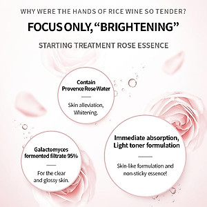 SECRETKEY Starting Treatment Essence Rose Edition, Nourishment & Hydration, Skin Soothing, Skin-texture Care, 94% of Galactomyces and Rose Water Synergy 5.07 fl. Oz. / 150ml, For Sensitive Skin