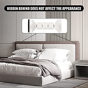 Adjustable Bed Frame Anti-Shake Tool,2PCS Adjustment Threaded Headboard Fixer Bedside Telescopic Support Stabilizer for Wall No Damage Stopper for Closet Dressing Sideboard Sofas 1.77"-4.75" (White)