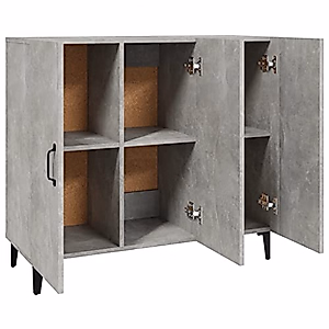 loibinfen Sideboard Buffet Server Storage Cabinet with Doors, Console Table Home Kitchen Sideboard with Black Megal Legs, Dining Room Furniture Entryway Cupboard, Concrete Gray 35.4"x13.4"x31.5" -AA