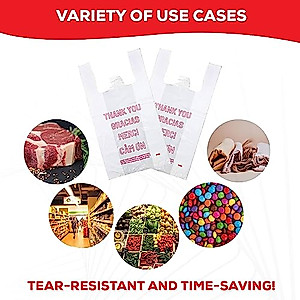 [50 pack] Thank you Plastic bags, T shirt bags, To Go Bags, Grocery bags, Reusable and Disposable Bags, Small Business Bags, Take Out Bags, Retail, Pet Waste 11 inch x 6 inch x 22 inch, Large (50)