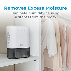 Pure Enrichment® PureDry™ Elite Dehumidifier – Extra-Large 2L Water Tank with Auto Shut-Off, Removes 20 oz. (600 mL) per day of Moisture from Closets, Bathrooms, RVs, Basements, Bedrooms, and Offices