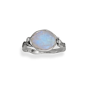 Rainbow moonstone natural gemstone 925 solid sterling silver ring (7.5)