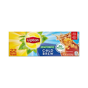 Lipton Cold Brew Family Black Iced Tea Unsweetened Decaffeinated Tea Bags, 22 Count (Pack of 3)